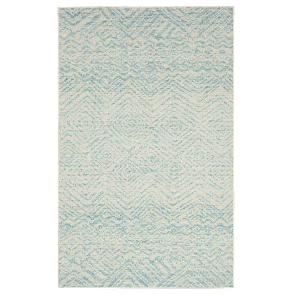 Mohawk Home Zig Zag Stripe Aqua 2 ft. x 3 ft. Machine Washable Area Rug ...
