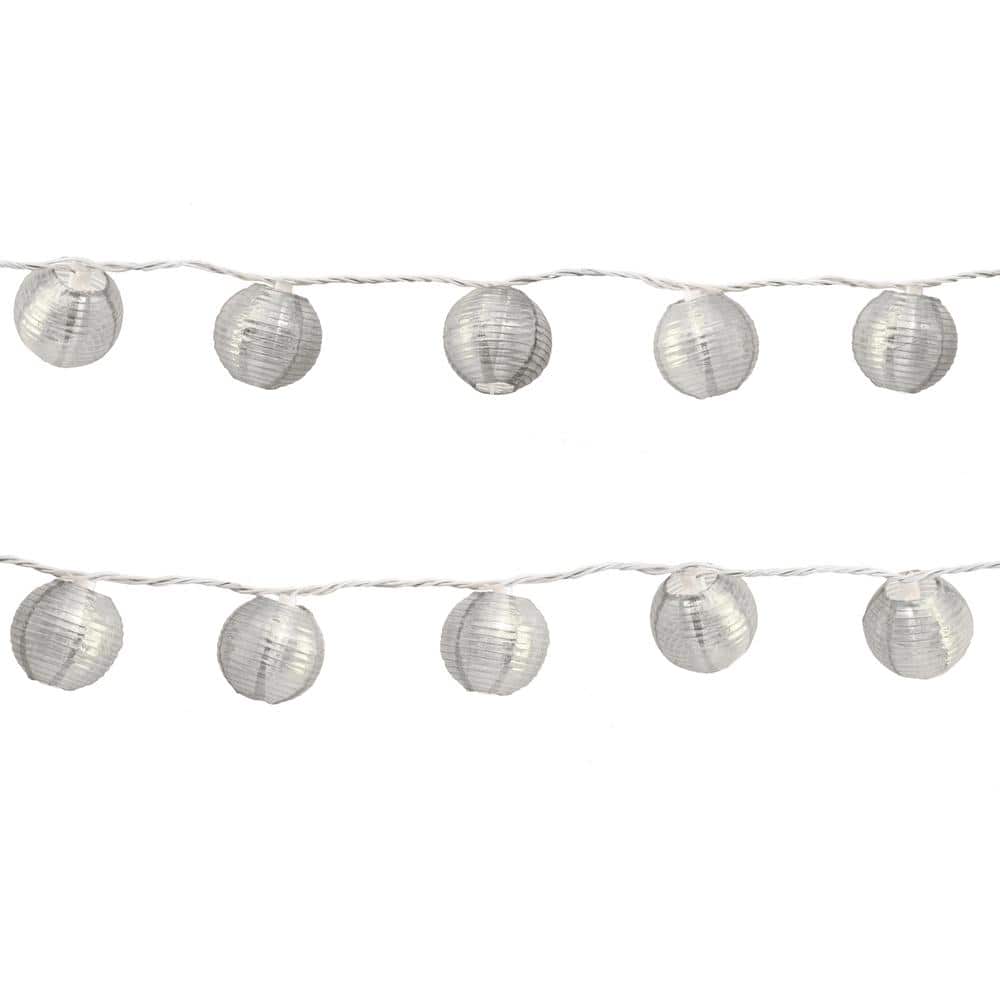 LUMABASE Electric String Light with 10 Nylon Lanterns - Silver 76901 ...
