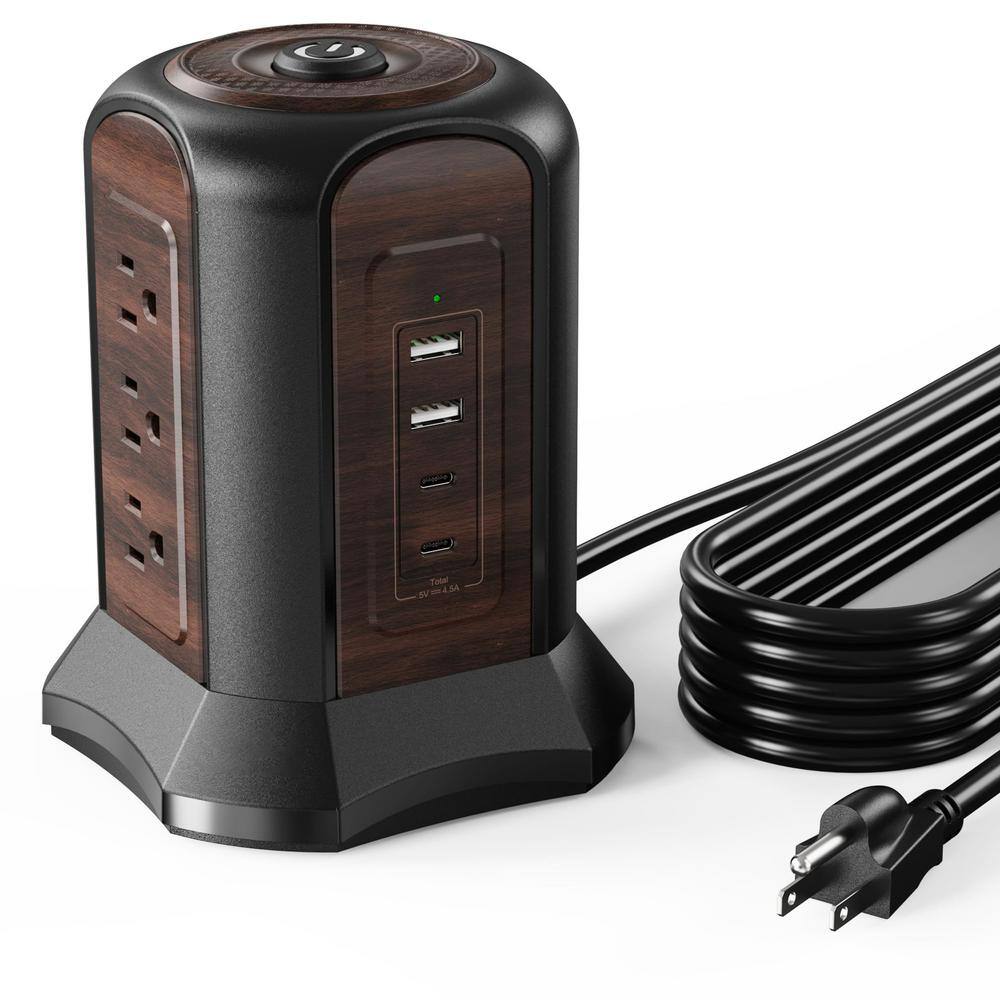 Vrbgify Multiple Outlets 10 ft. Extension Cord 9-Outlet 1080 Joules, 3 ...