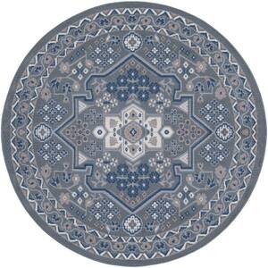 Tayse Rugs Madison Floral Gray 6 ft. Round Indoor Area Rug MDN3509 6RND