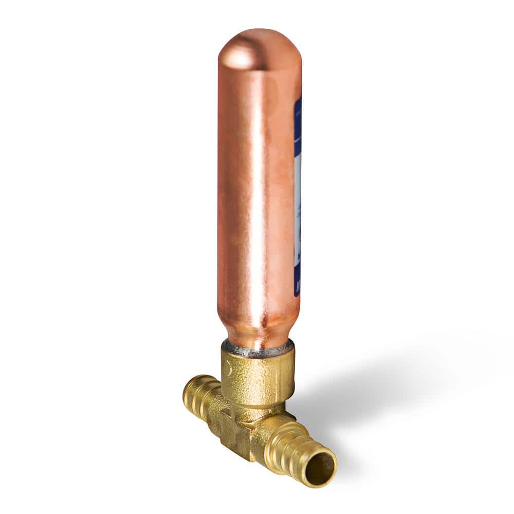 PLUMBFLEX 1/2 in. x 1/2 in. PEX Barb Tee Copper Water Hammer Arrestor ...