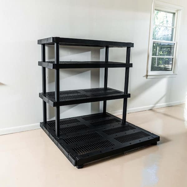 HDX 5 Tier Plastic Adjustable Garage Storage Shelving Unit in Black (48 ...