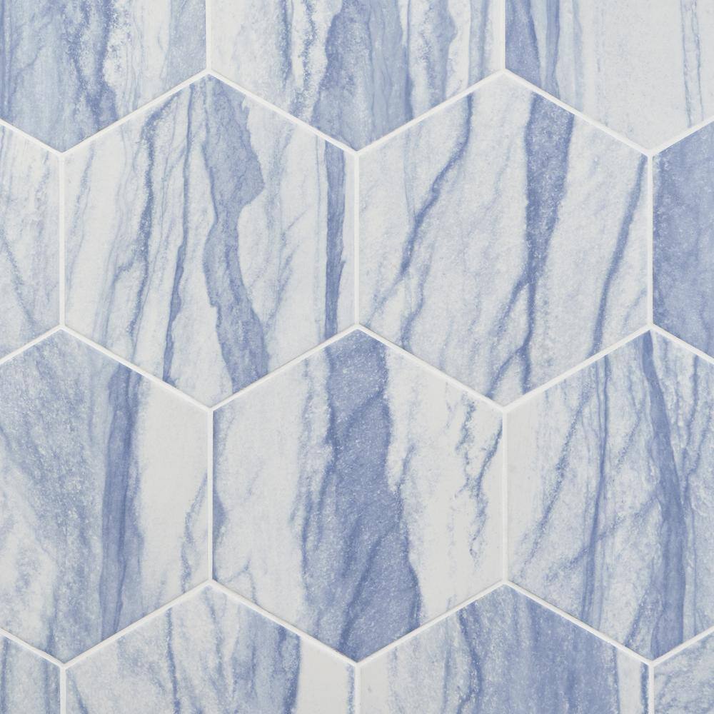 Ivy Hill Tile Macauba Hex Azur 4 in. x 0.43 in. Matte Porcelain Floor ...
