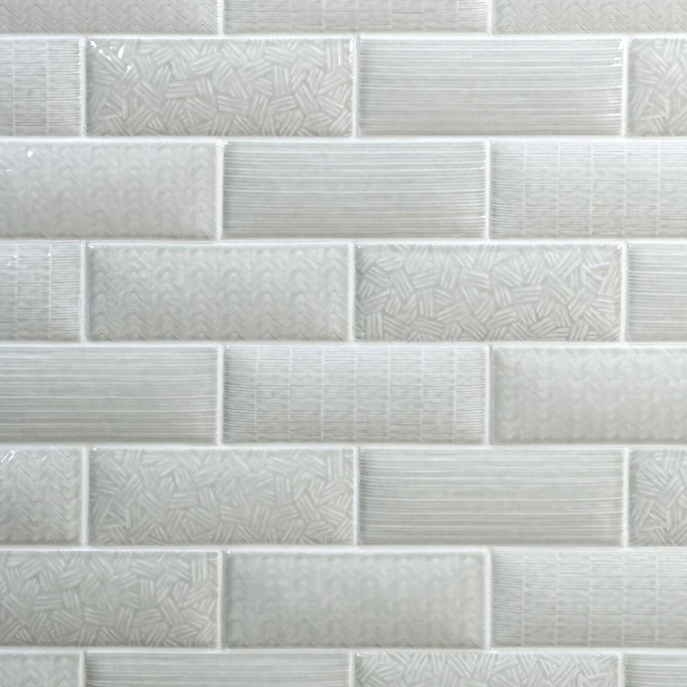 Ivy Hill Tile Dallas Pillowed Gray 3 in. x 0.31 in. Polished Crackled ...