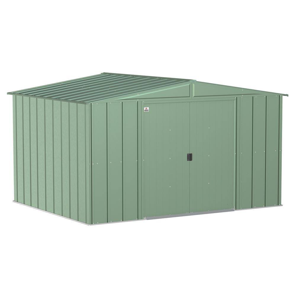 Arrow Classic 10 ft. W x 8 ft. D Sage Green Steel Storage Shed CLG108SG ...