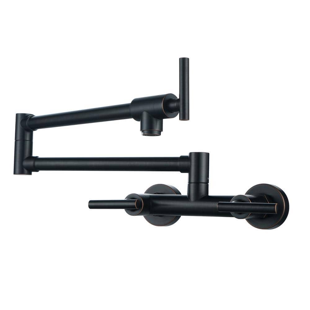 ALEASHA Wall Mounted Pot Filler with Double Handles in Oil Rubbed ...