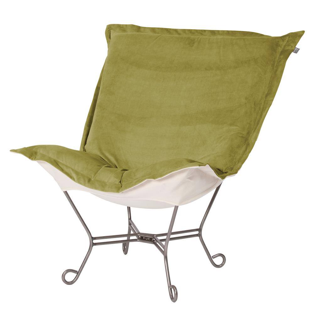 Marley Forrest Scroll Puff Chair with Cover, Titanium Frame, Bella Moss ...