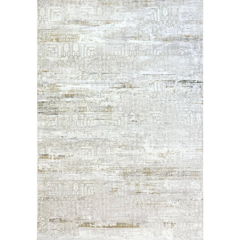 Dynamic Rugs Leda Ivory/Grey 6 ft. 7 in. x 9 ft. 6 in. Indoor Area Rug ...
