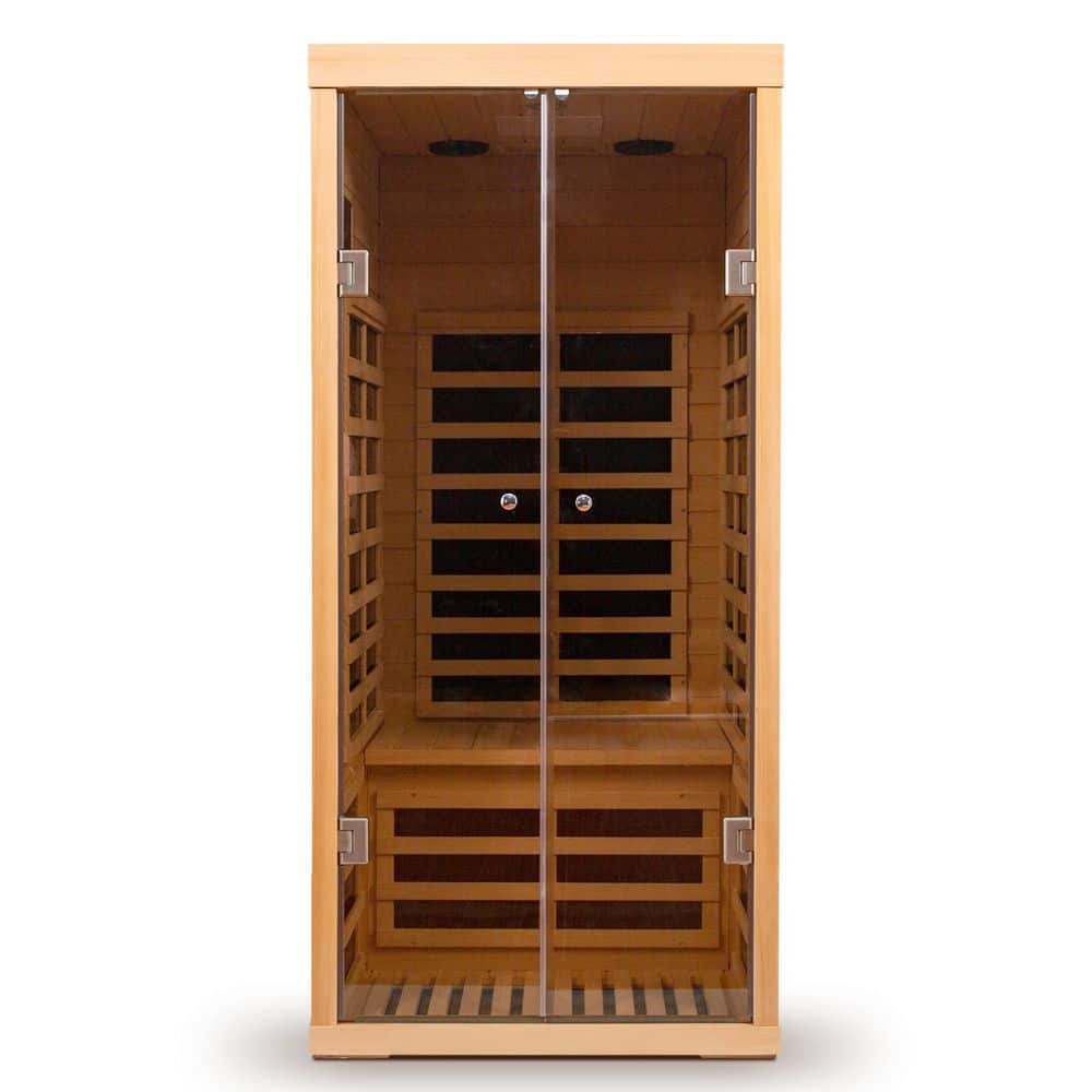 LIVACA 1-Person Far Infrared Indoor Sauna with 7 Low-EMF Carbon Heaters ...