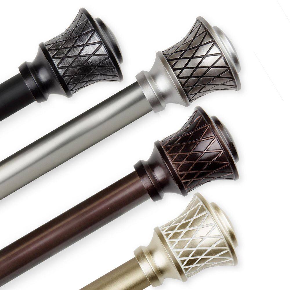 EMOH 1" Dia Adjustable 120-170" Single Curtain Rod in Satin Nickel with ...