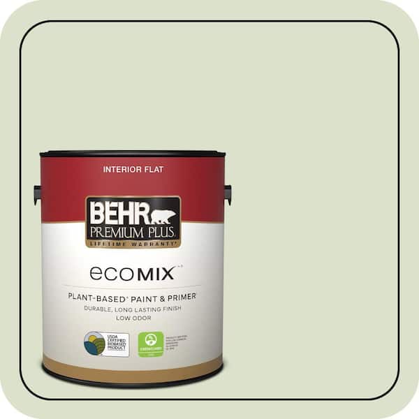 BEHR PREMIUM PLUS 1 gal. #420E-2 Palm Breeze Flat EcoMix Plant-Based ...