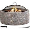 Sunjoy 26 in. Outdoor Stone Wood Burning Fire Pits with Steel Mesh ...