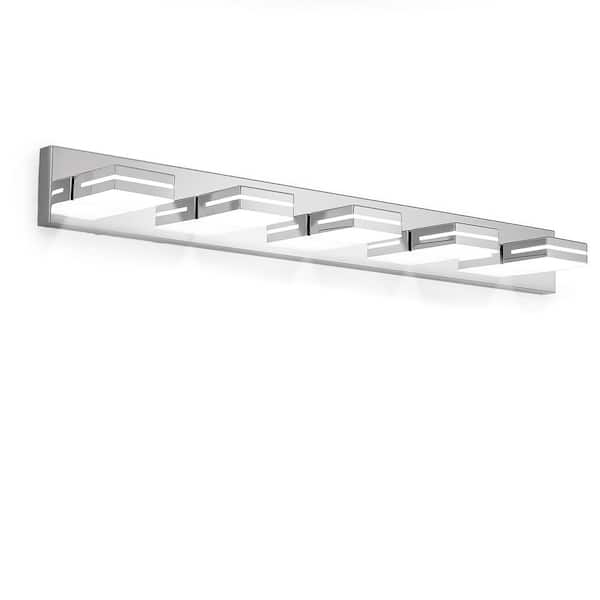 Reviews for LINJO Modern 40 in. Chrome 5-Light Energy-Saving Integrated ...