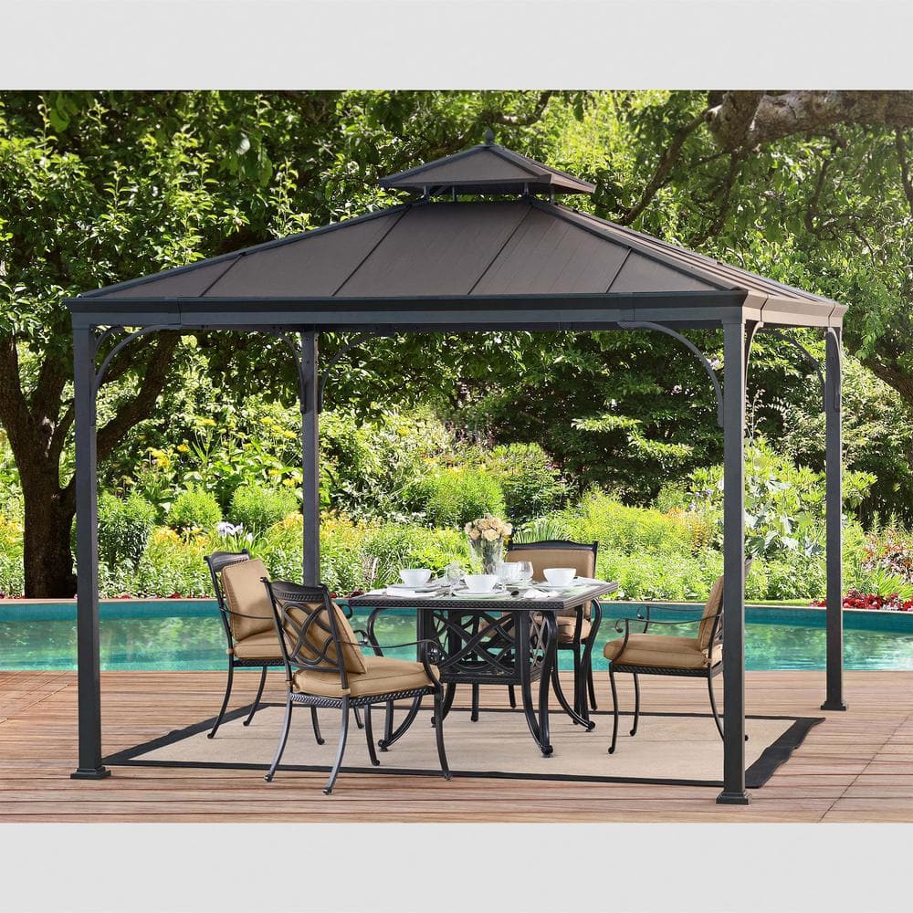Hampton Bay Haden 10 ft. x 10 ft. Copper Square Steel Hard Top Gazebo L ...