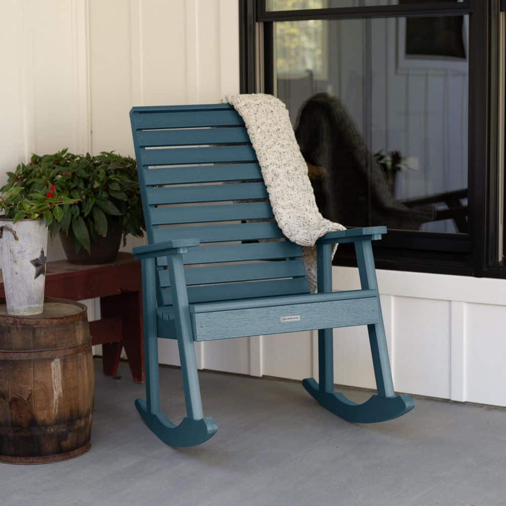 Highwood Weatherly Nantucket Blue Recycled Plastic Outdoor Rocking ...