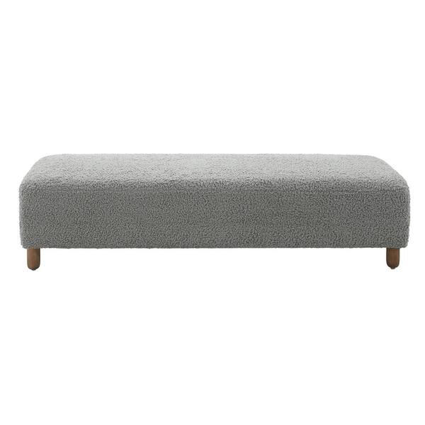 Noble House Indoor Modern Grey Fabric Upholstery Rectangle Ottoman Bench 111931