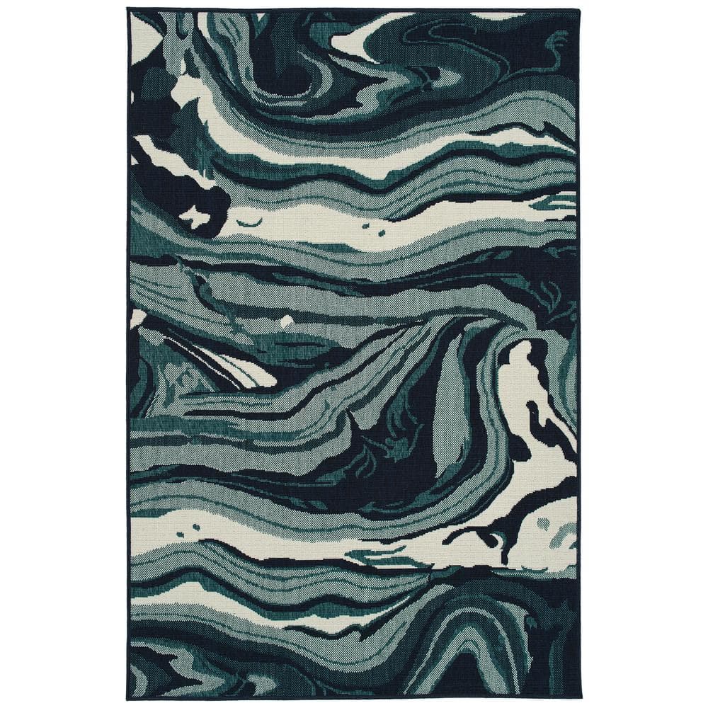 Kaleen Pianta Collection Teal 5'3" x 5'3" Round Residential Indoor ...