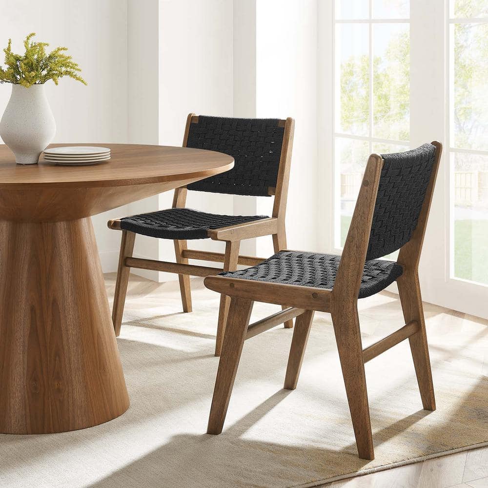 MODWAY Saorise Wood Dining Side Chair in Walnut Black EEI-6545-WAL-BLK ...