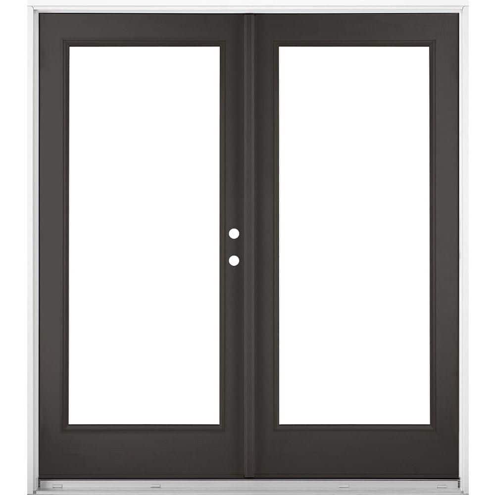 MP Doors 72 in. x 80 in. Black Left-Hand Inswing Fiberglass Full Lite ...