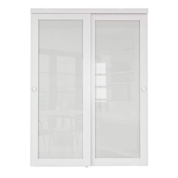 ARK DESIGN 48 in. x 80 in. 1-Lite Tempered Frosted Glass White Finished ...