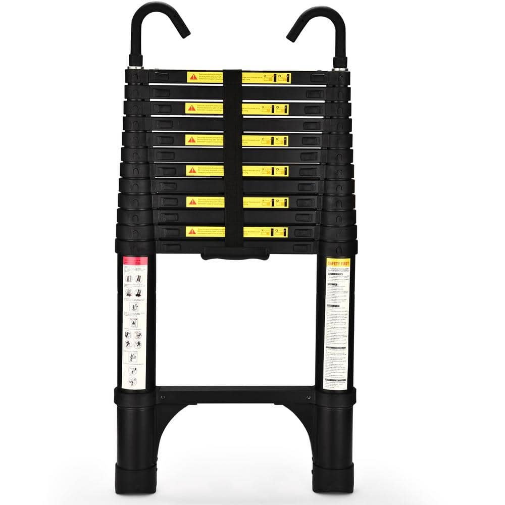 Angel Sar 12.5 ft. 330 lbs. Aluminum Telescoping Ladder, Extension ...