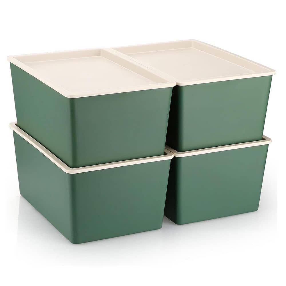 Green 10.4 in. x 5 in. Plastic Decorative Box Set of 4 with Lid ...