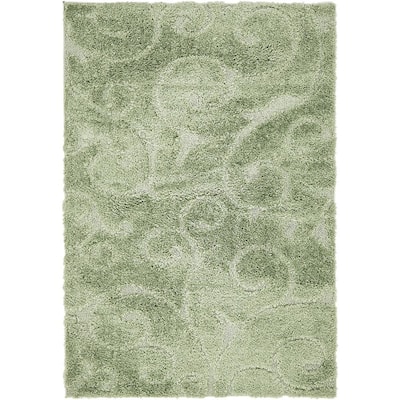 Unique Loom Floral Shag Carved Violet 5' 0 x 8' 0 Area Rug 3133102 ...