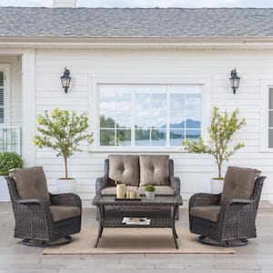 StyleWell Oakshire 3-Piece Wicker Outdoor Patio Conversation Set with ...