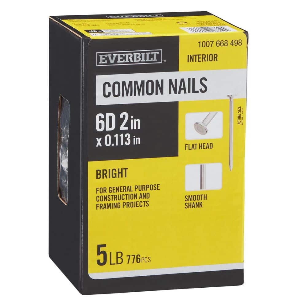 Everbilt 2 in. x 6D Bright Common Nails 5 lbs. (776-Count) EB0053135 ...