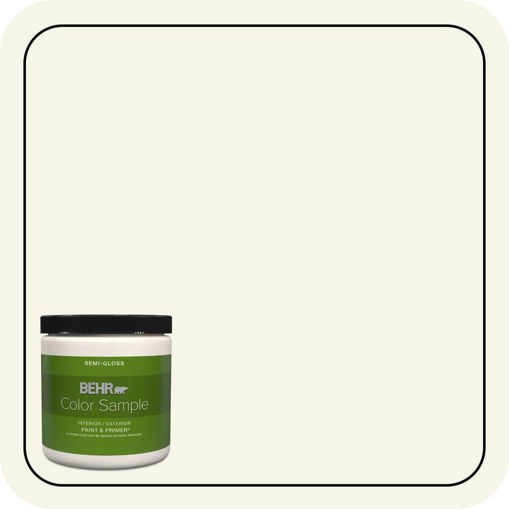 BEHR PREMIUM PLUS 8 oz. #400E-1 Mirage White Semi-Gloss Interior ...