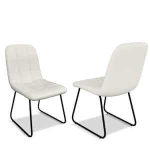 White Leather Upholstered Mermaid-shaped Dining Chairs with Chrome Legs ...