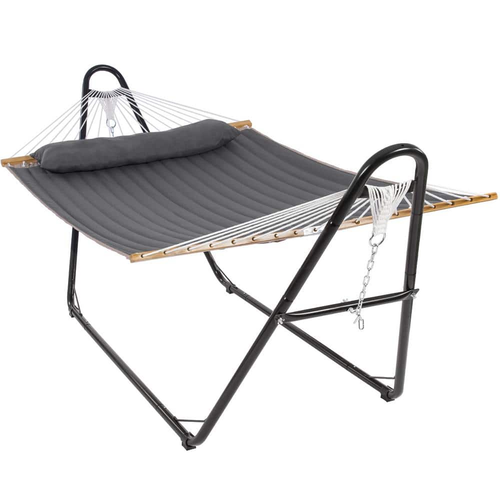 Atesun 10 ft. Quilted 2-Person Hammock Bed with Stand, up to 475 ...