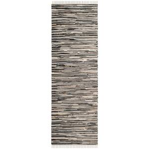 SAFAVIEH Rag Rug Black/Multi 2 ft. x 8 ft. Striped Runner Rug RAR130Q-28