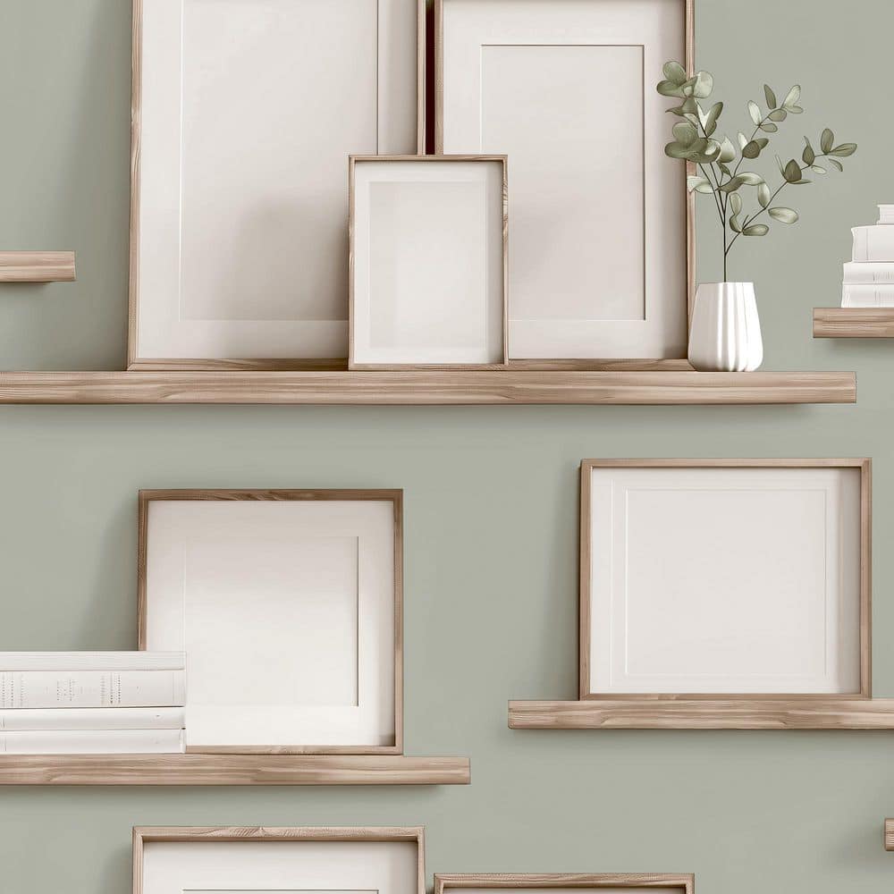 Veer Decor Frame Shelves Green Wallpaper Sample 8196-AG3-S - The Home Depot