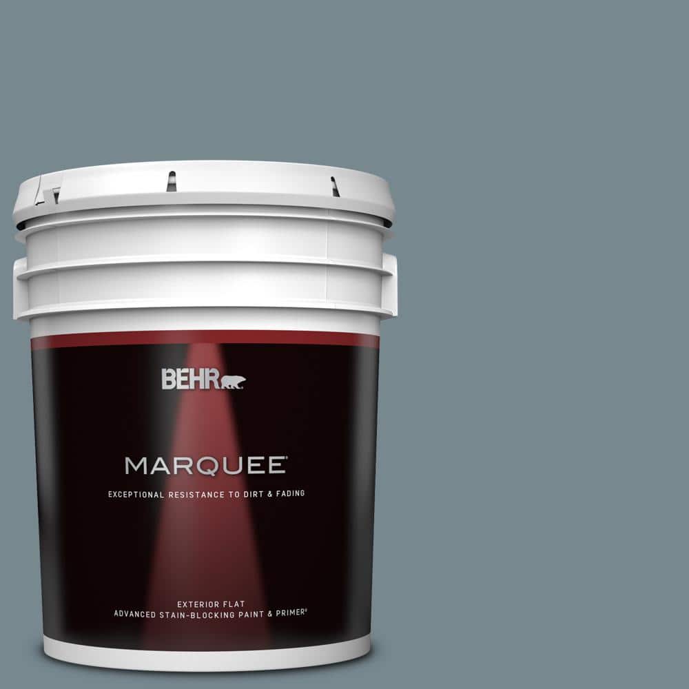 BEHR MARQUEE 5 gal. #N470-5 Norwegian Blue Flat Exterior Paint & Primer ...