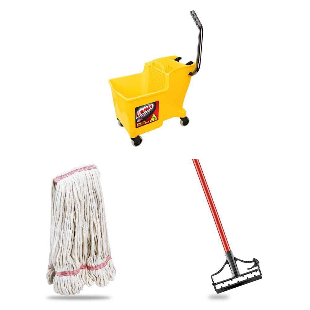 Libman Commercial Mop Bucket and Wringer, String Mop Head, and 60 in ...
