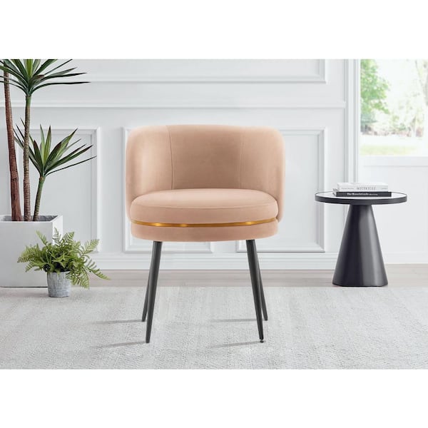Manhattan Comfort Kaya Nude Modern Pleated Velvet Upholstered Dining Chair DC080 ND