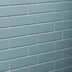 CRUZ BAY STUDIO 2in. x8in. Deep Blue Gloss Glass Subway Tile Sample ...