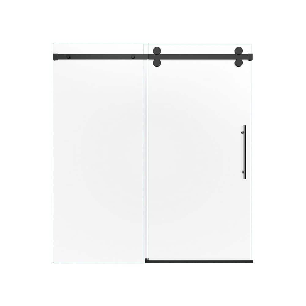 LIVACA 56-60 in. W x 60 in. H Double-Sliding Frameless Tub Door in ...