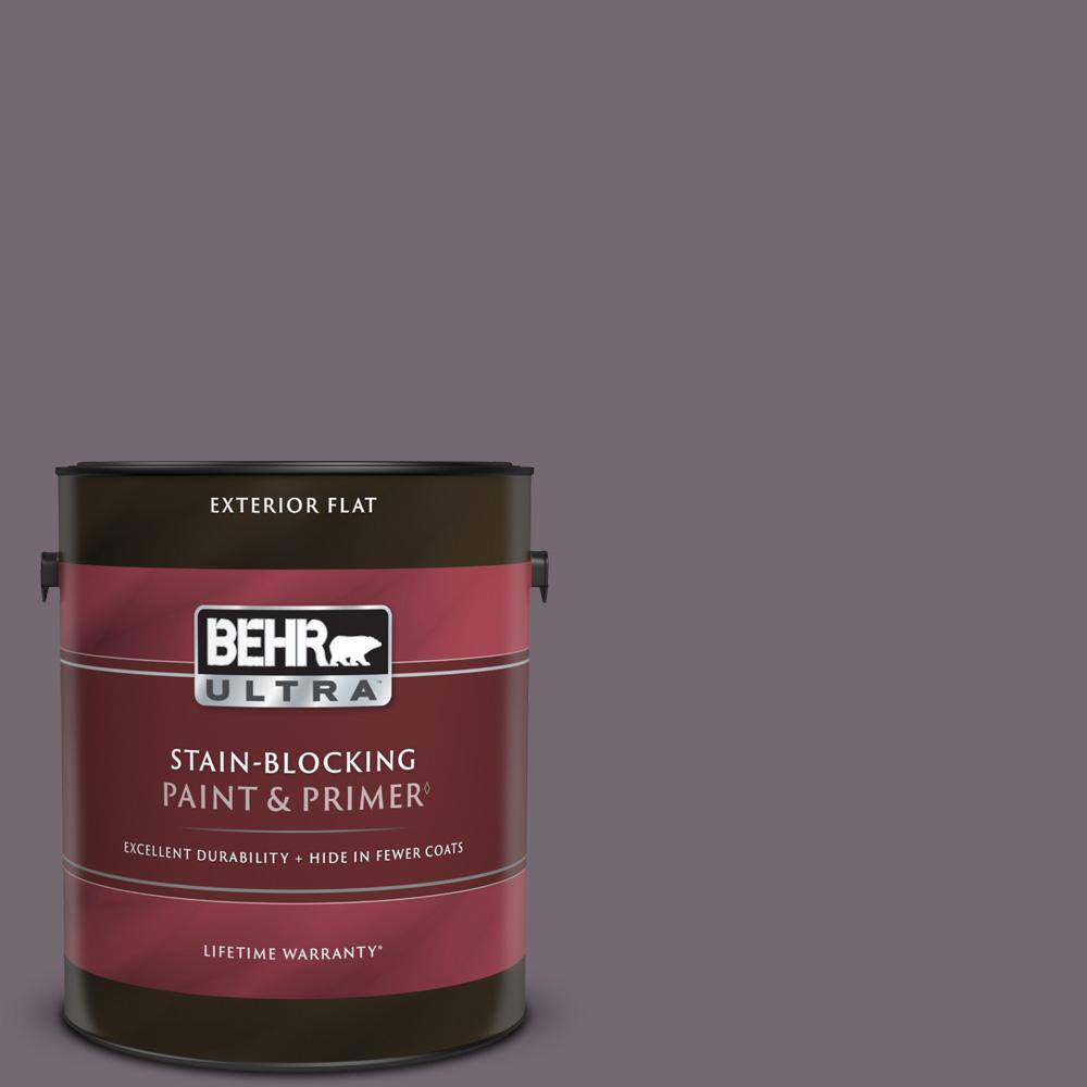 BEHR ULTRA 1 gal. #MQ1-33 Sultry Smoke Flat Exterior Paint & Primer ...