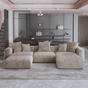 Magic Home Modern 181 in. Square Arm Corduroy Modular Oversized Floor ...