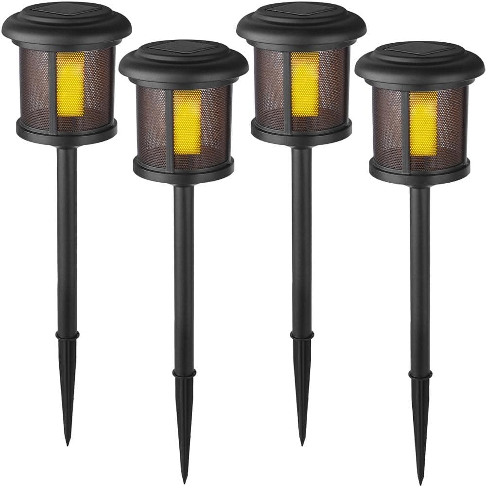 Hampton Bay Solar 6 Lumens Black Outdoor Integrated LED Flicker Flame ...