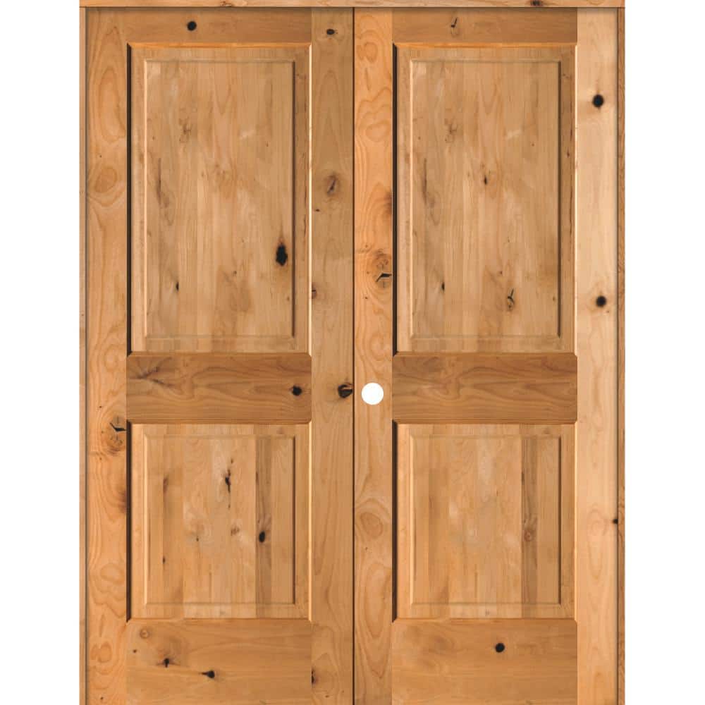 Krosswood Doors 56 in. x 80 in. Rustic Knotty Alder 2-Panel Right ...
