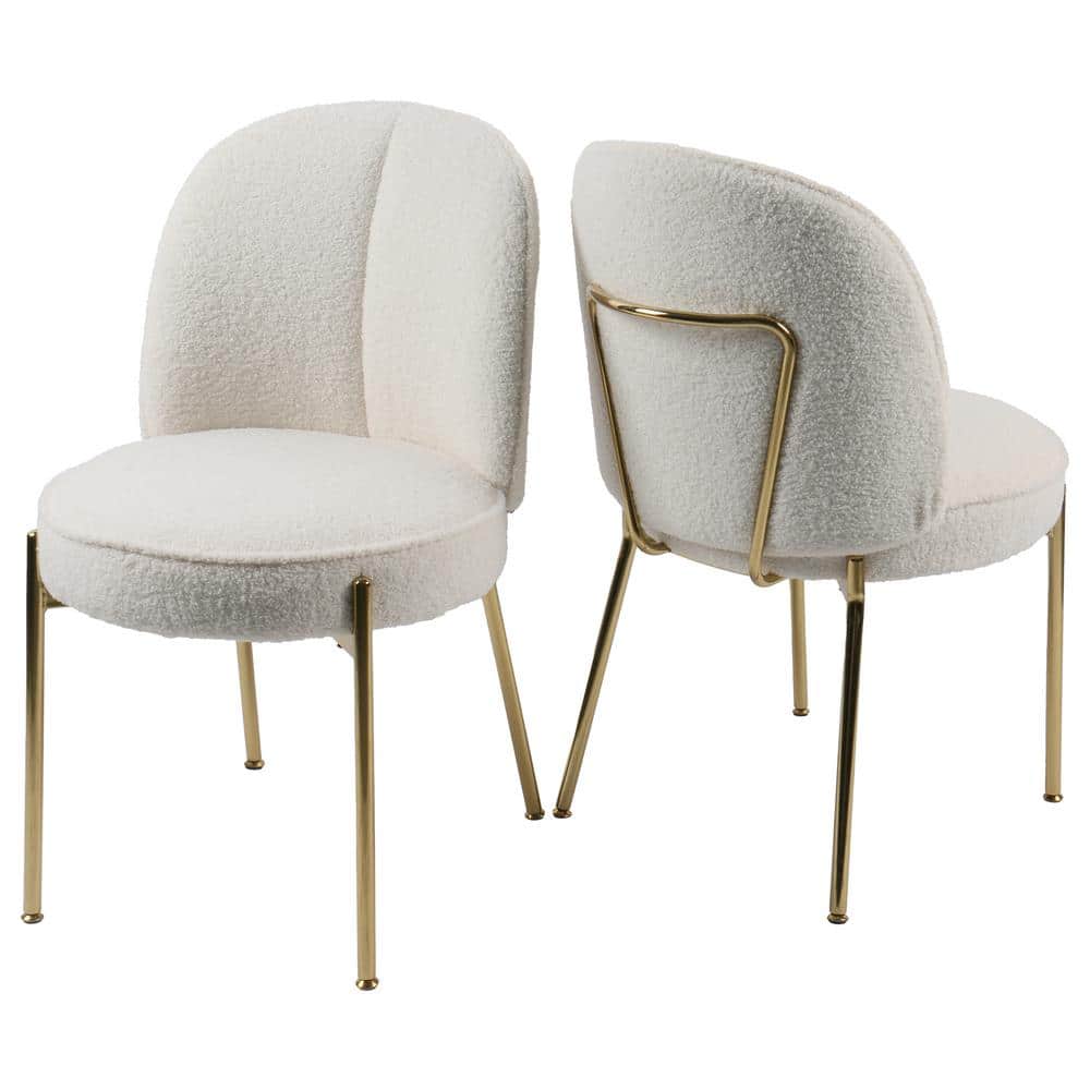 Boyel Living Teddy Fabric Dinning Chair in Greamy White with Adjustable ...