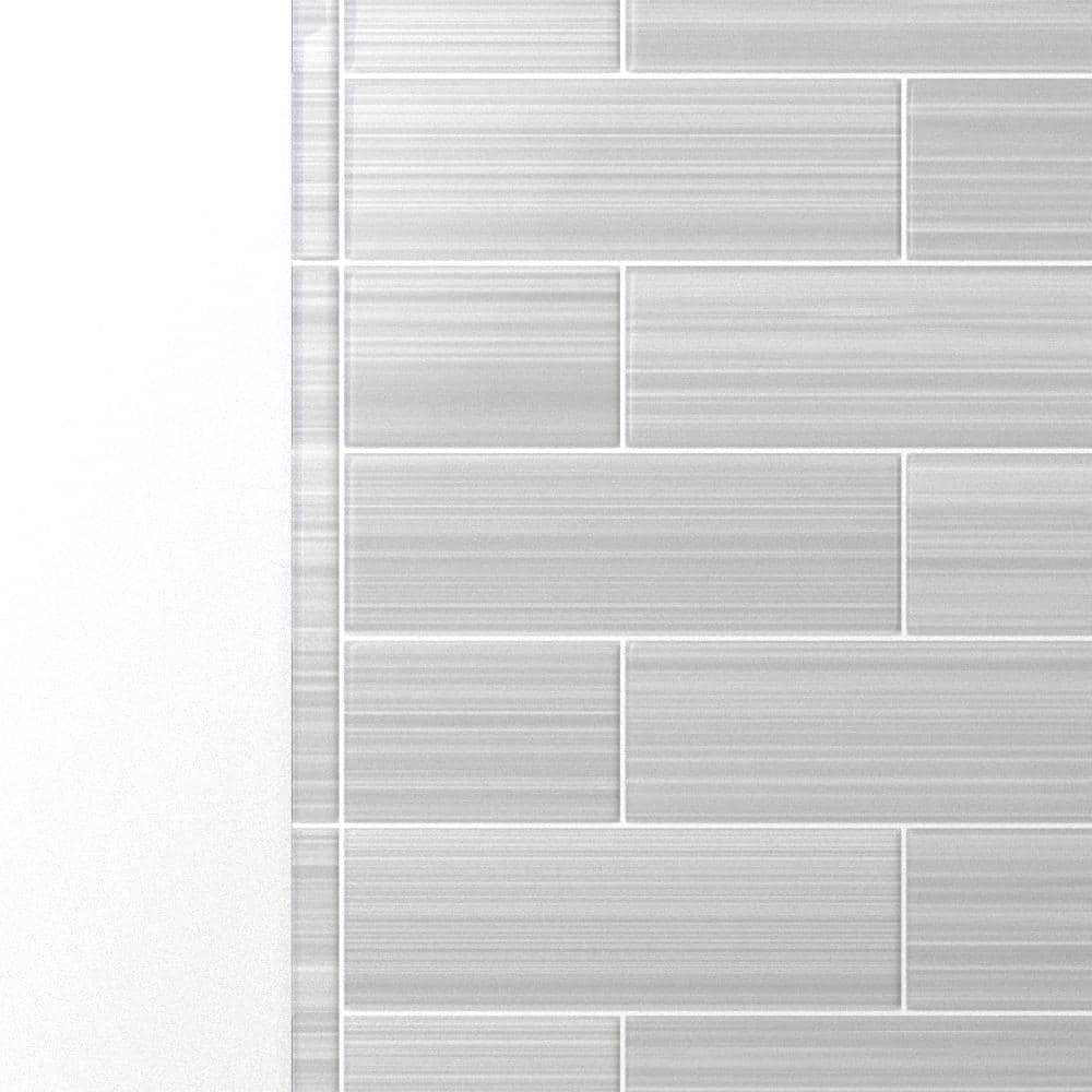 Bodesi Trim 1 in. x 12 in. Hand Painted Neutral Gray 10 Glass Tile for ...