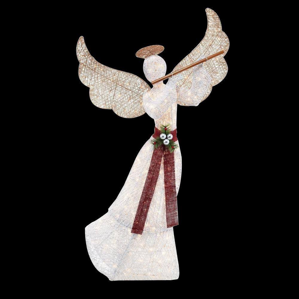 Home Accents Holiday 5 ft. Pre-Lit White Angel with Flute TY436-1511 ...