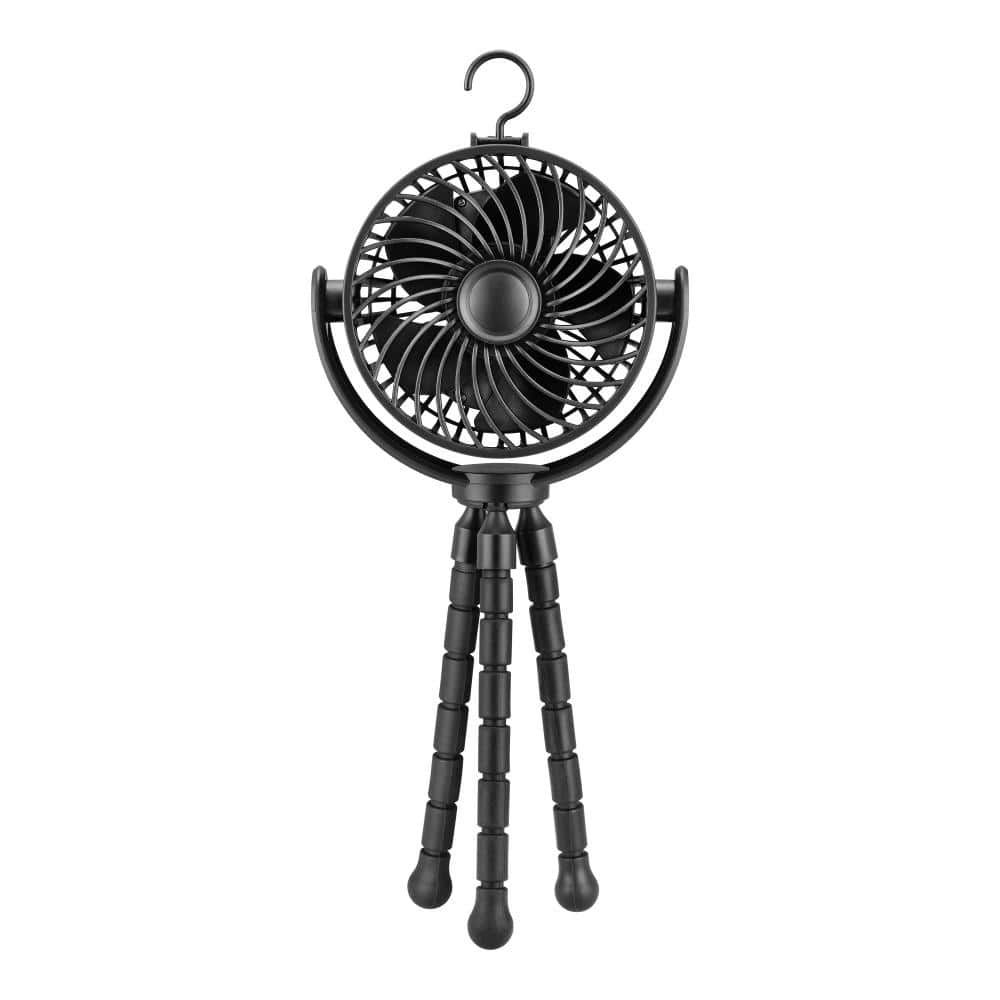 PRIVATE BRAND UNBRANDED 4 in. Personal Octopus Clip on Fan in Black ...