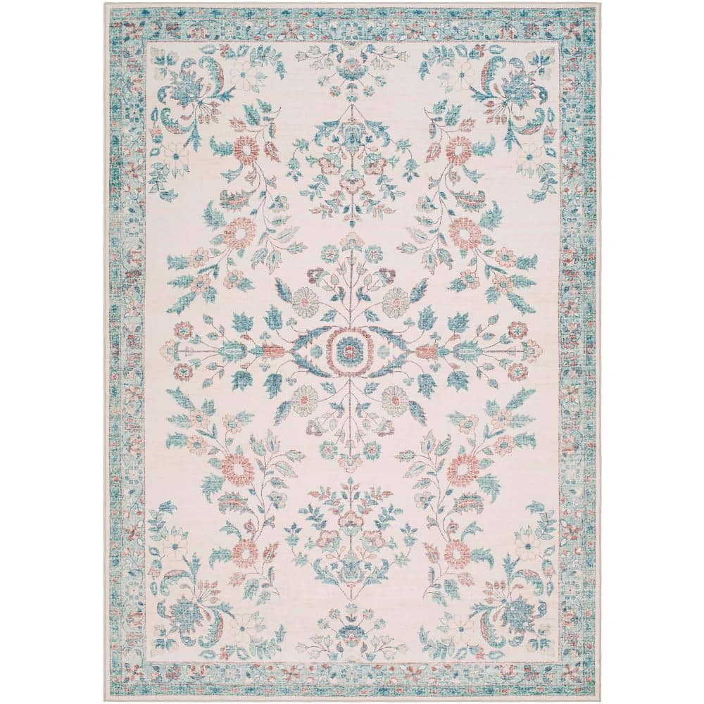Livabliss Kamal Sage Medallion 7 ft. x 9 ft. Machine-Washable Indoor ...
