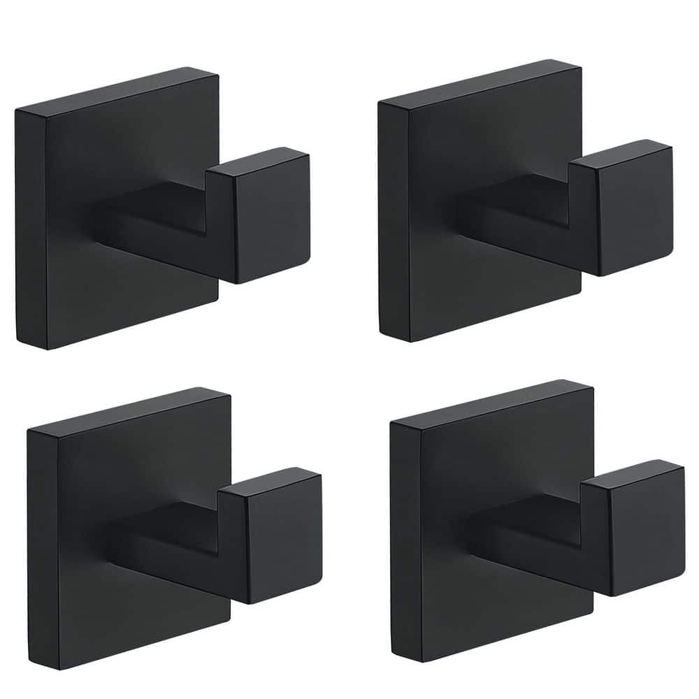 ATKING Wall Mounted 4-Pieces J-Hook Robe Towel Hook Square Coat Hooks ...