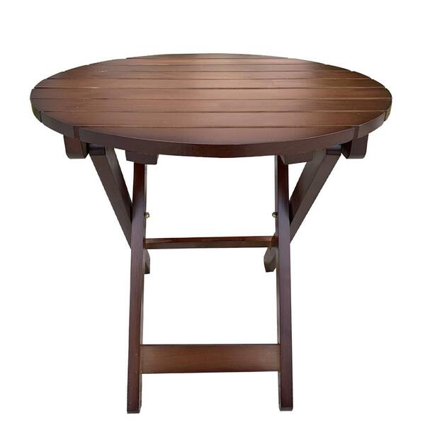 Brown Round Wood Outdoor Adirondack Portable Folding Side Table KD-41N ...